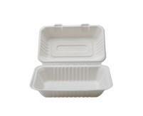 hinged food container white fiber 9x6x3 250/case