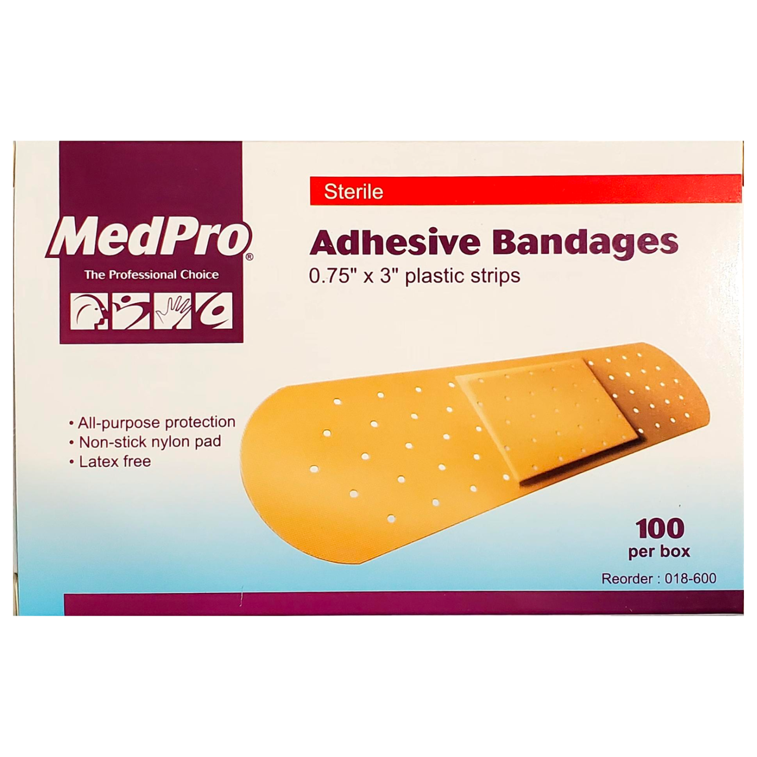 AMG MedPro Plastic Dressing Strip Bandage, Sterile - 3/4" x 3" 100/Box ...