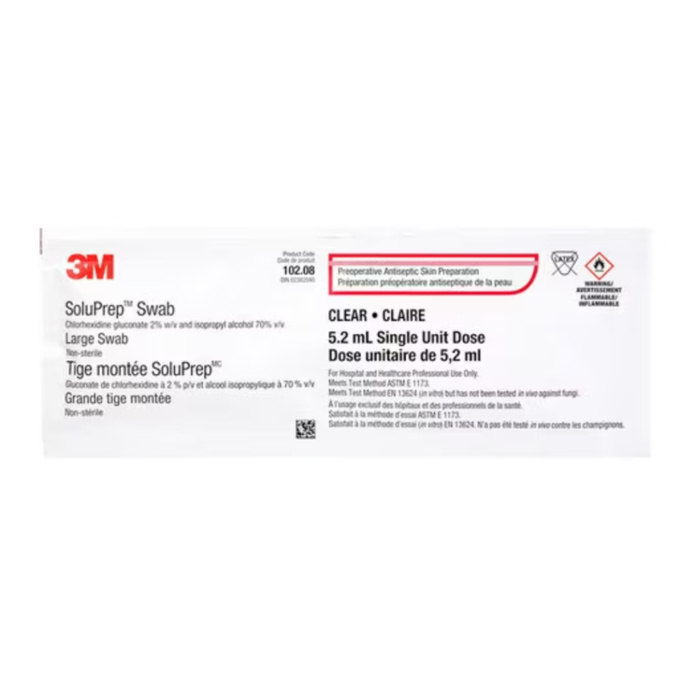 3M SoluPrep Large Swab 2% CHG 70% Alcohol Clear | Medical Supplies
