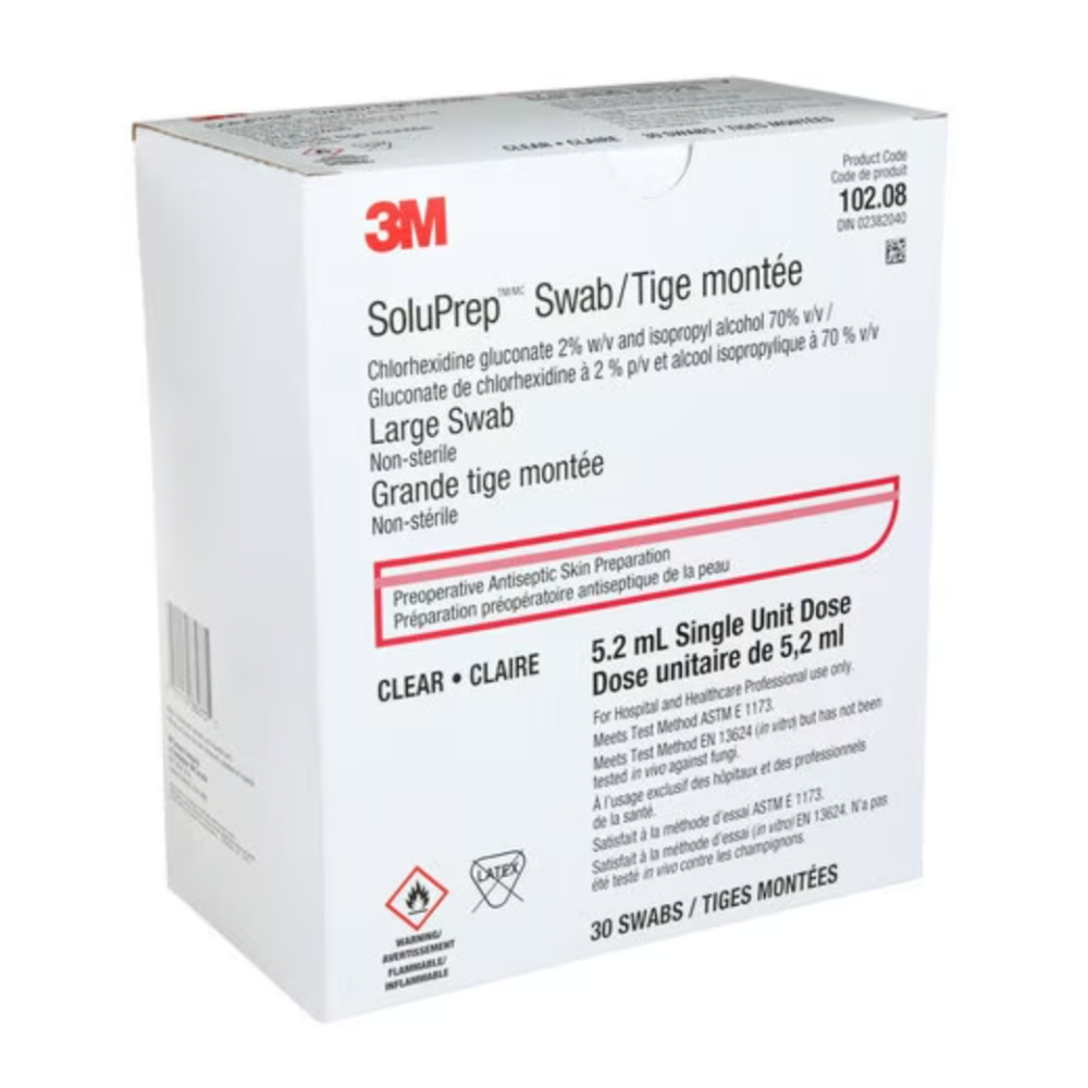 3M SoluPrep Large Swab 2% CHG 70% Alcohol Clear | Medical Supplies