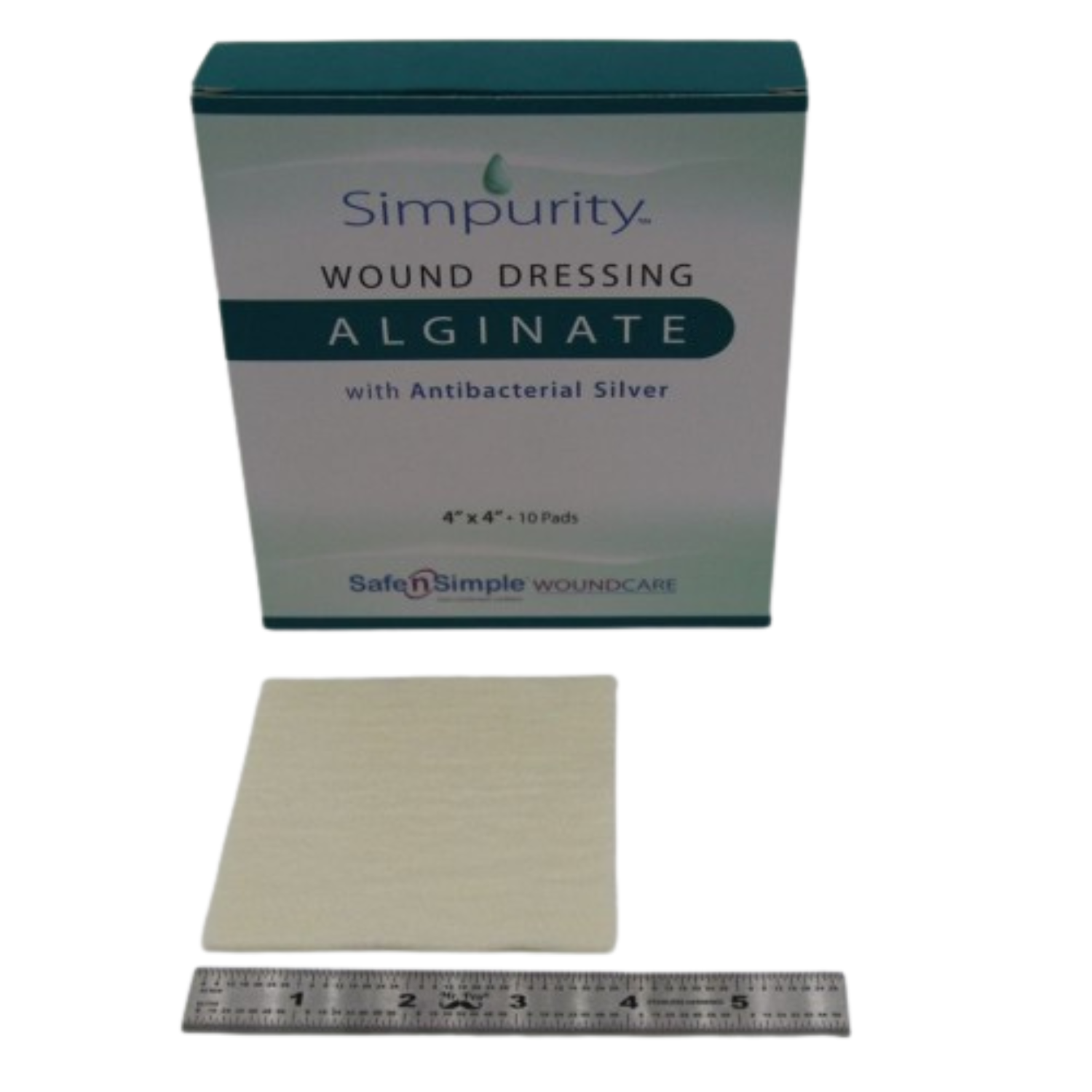 Simpurity Silver Alginate Dressing Pads - 4" x 4" (Box of 10)