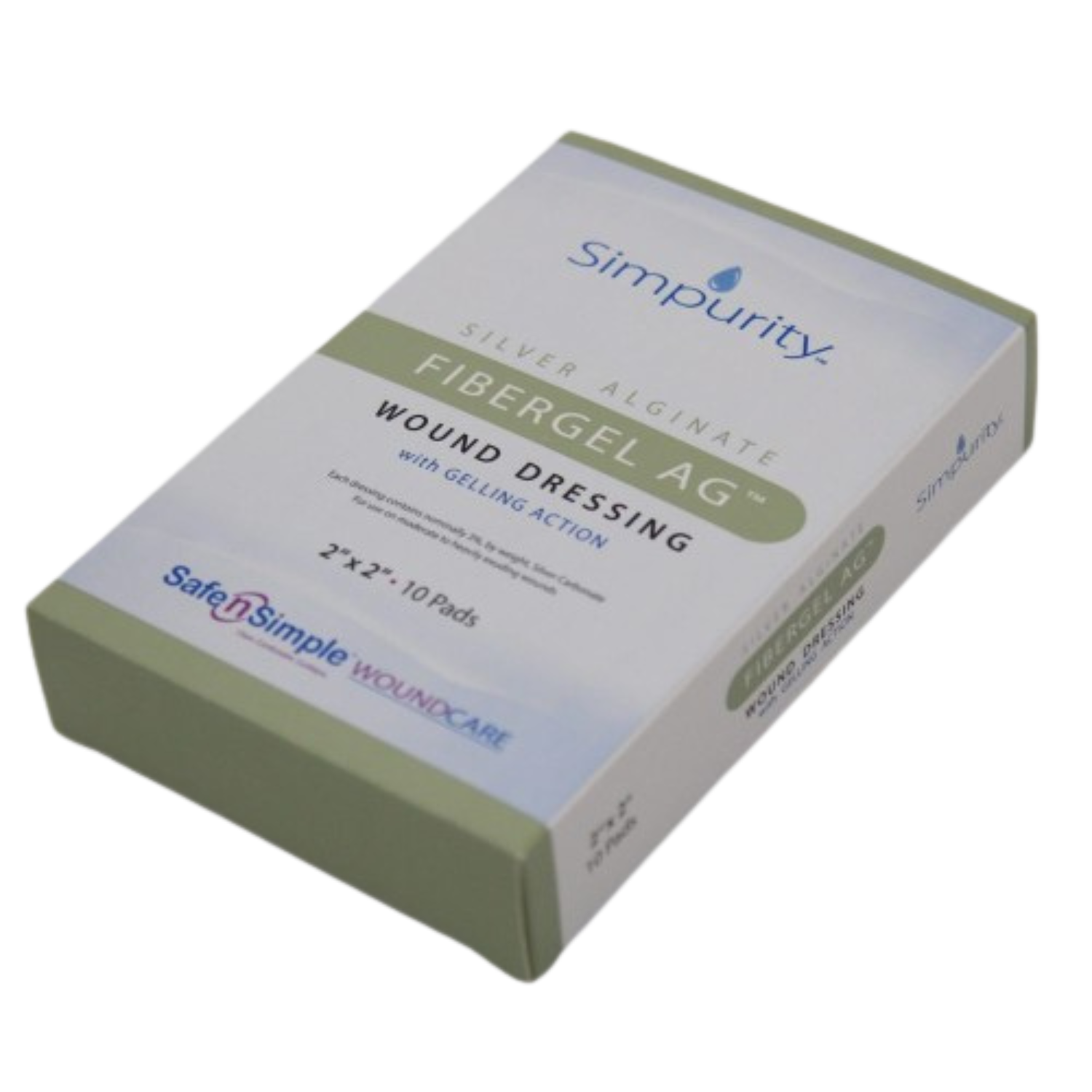 Simpurity Silver FiberGel Wound Dressings - 2" x 2" (Box of 10)