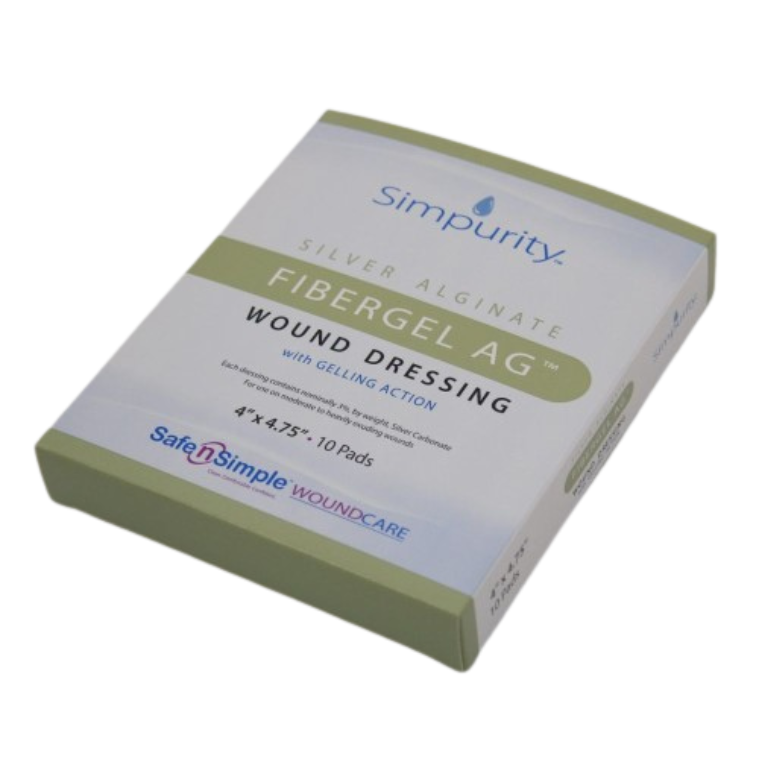 Simpurity Silver FiberGel Wound Dressings - 4" x 4.75" (Box of 10)