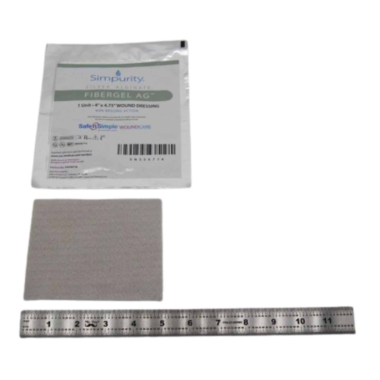 Simpurity Silver FiberGel Wound Dressings - 4" x 4.75" (Box of 10)