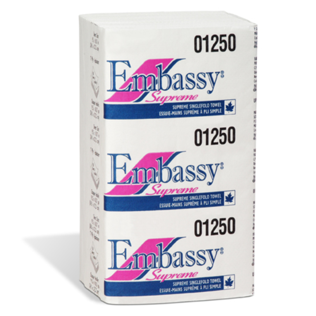 Embassy Supreme Singlefold Towel - 9" x 10.7" (Case of 16 Packs ...