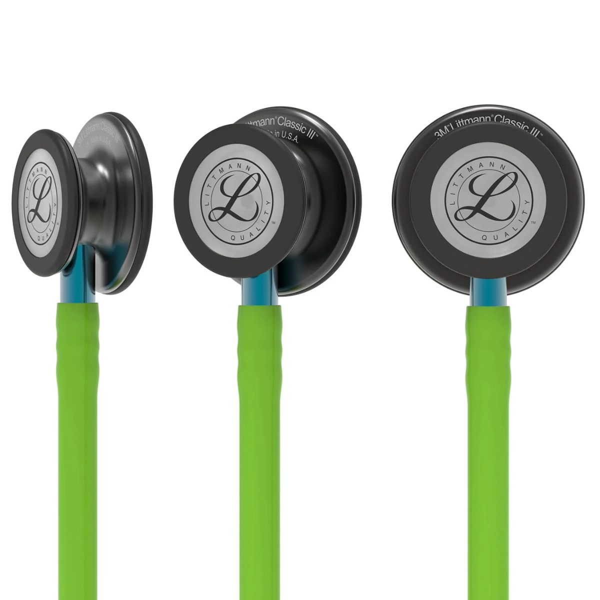 3M Littmann Classic III Stethoscope, Smoke Chestpiece - Lime Green Tube ...