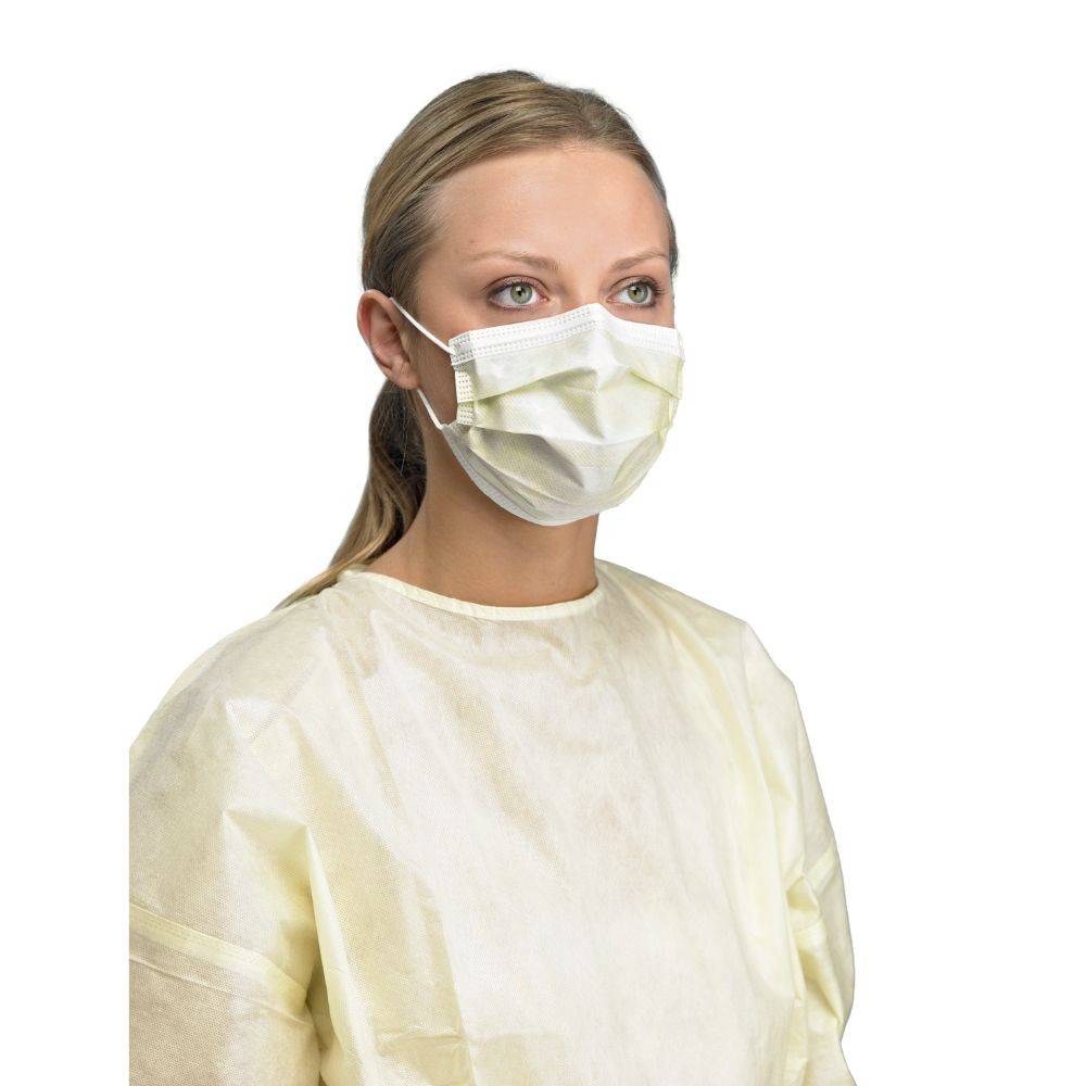 PRIMED PG4-1001 Level 1 Earloop Face Mask Yellow 3-Ply With Filter 50 ...