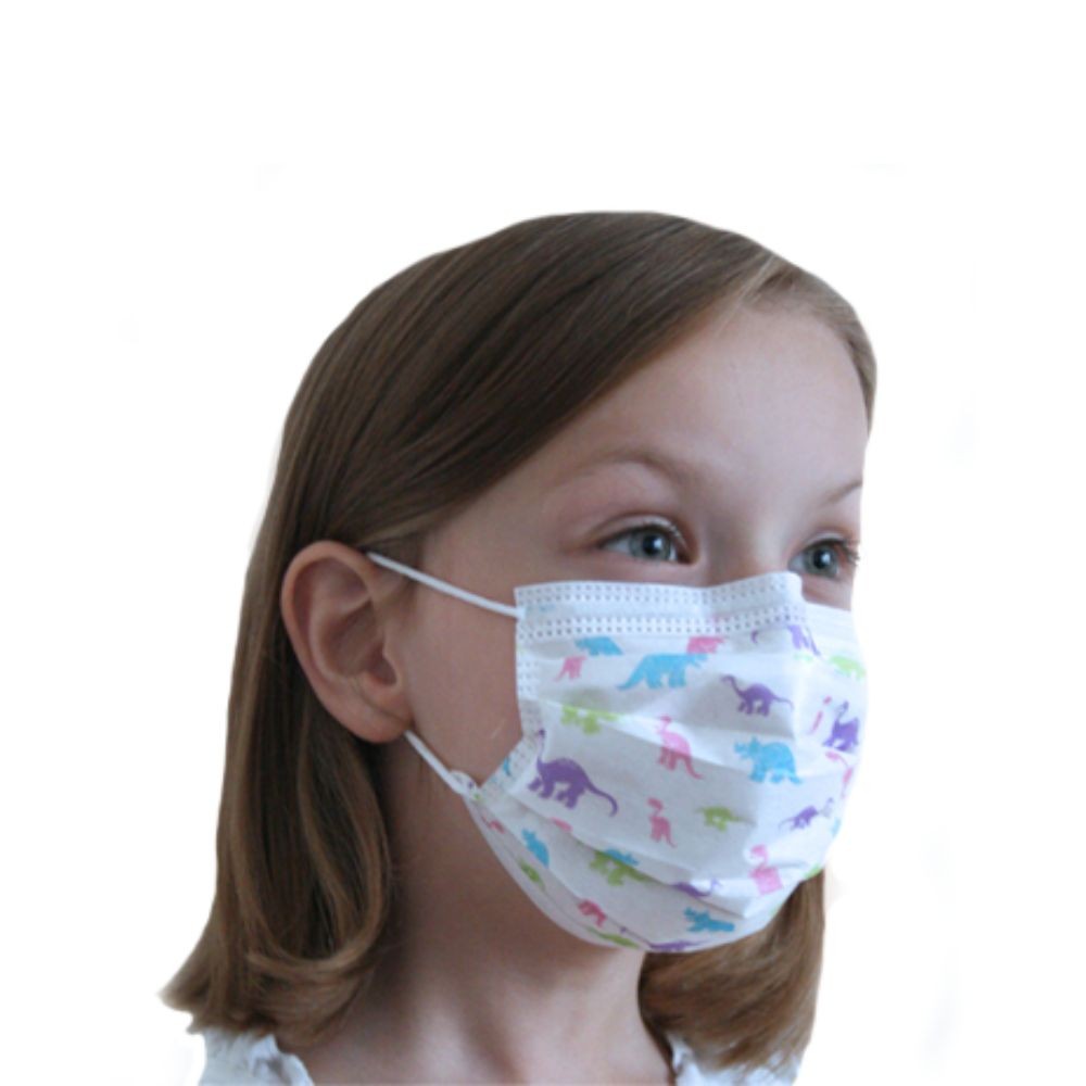 PRIMED PG4-1680 Pediatric Mask Dinosaur Pattern 3-Ply With Filter 50 ...