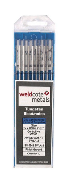 Blue Tip 1/8 x 7" 2% Lanthanated Tungsten Electrode - Pack of 10