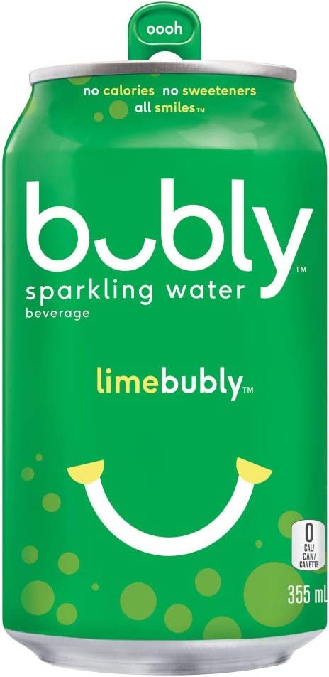 Bubly Sparkling Water Beverage - Lime - 355ml - 12 / Pack - Brant Basics