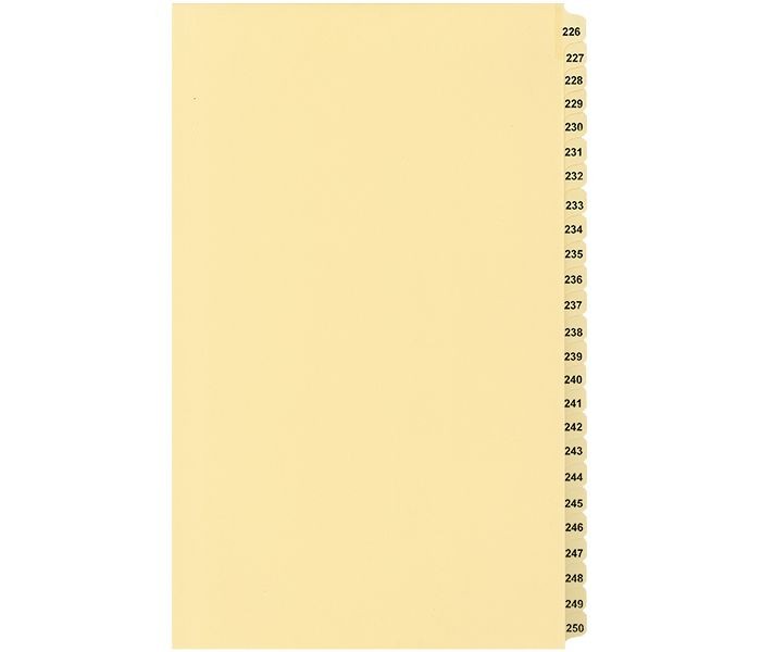 LEGAL INDEX, BUFF COLLATED LEGAL SIZE 14" 25/PK,#226-250 - Brant Basics