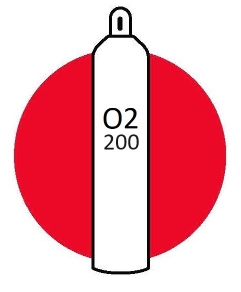 Oxygen in 200 Size Cylinder, High Pressure Steel (HPS), CGA 540 ...