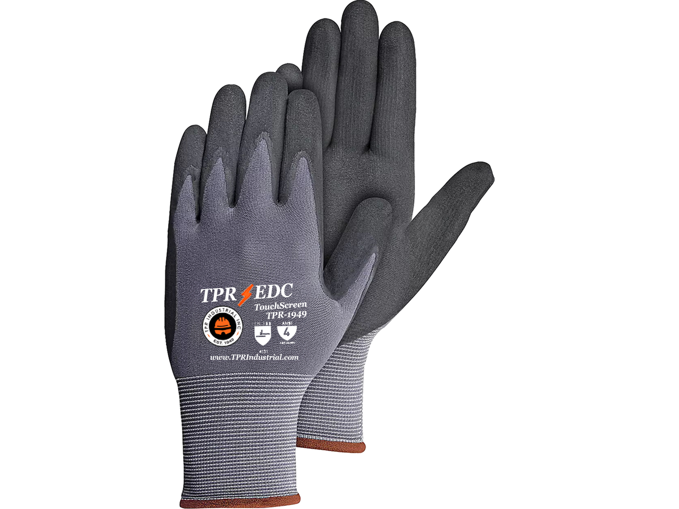 TPR EDC Seamless Nylon Knit Glove, Nitrile Coated Grip on Palm ...