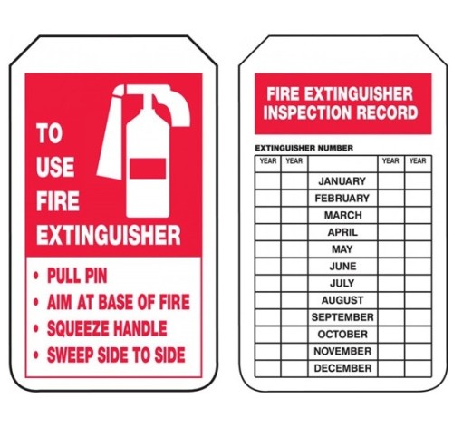 Fire Extinguisher Inspection Record, Adhesive Vinyl