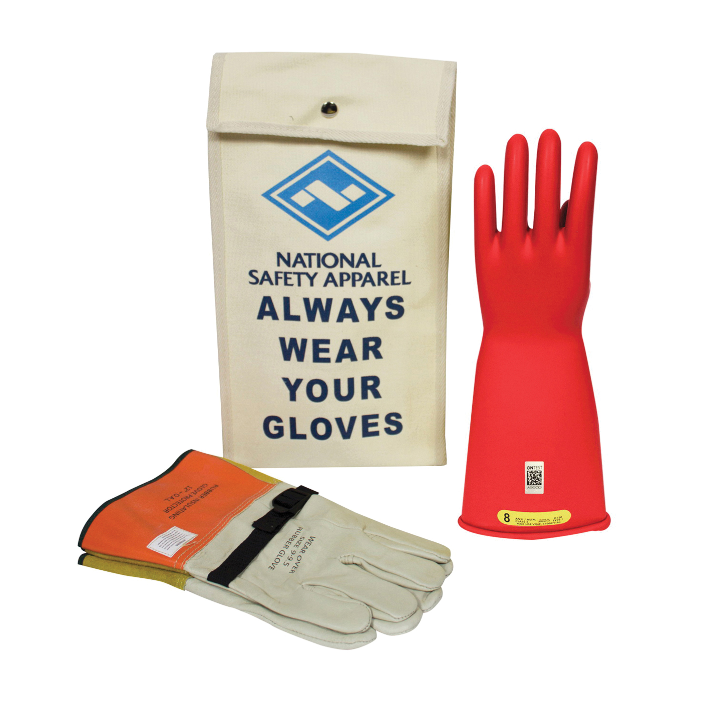 ArcGuard Voltage Glove Kit, Rubber/Leather, Red, ASTM Cla