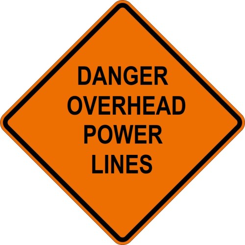 Dicke Tool Roll-Up Traffic Sign, Danger Overhead Power Lines