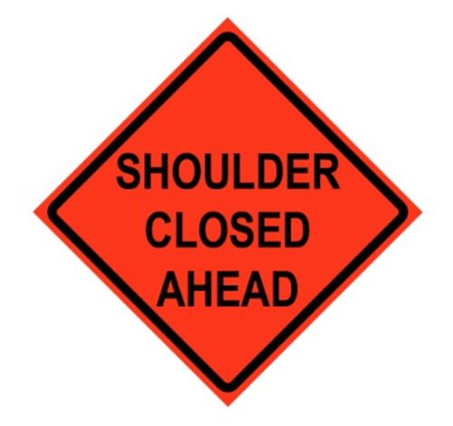 Dicke Tool Roll-Up Traffic Sign, Shoulder Closed Ahead