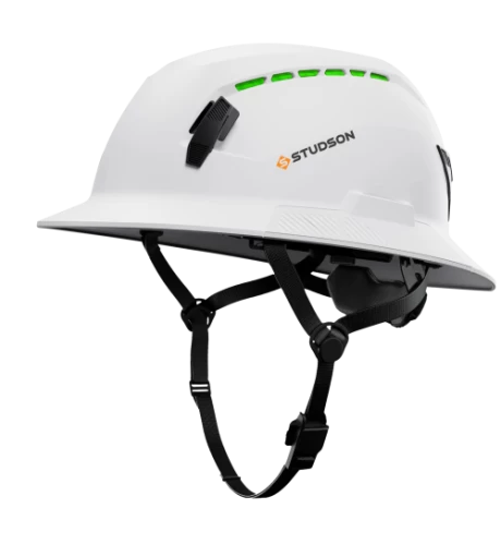 Studson SHK1-FB-CW White Vented Full Brim Helmet