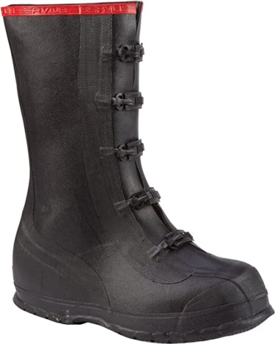 Ranger Black 5-Buckle Rubber Overboot, Ribbed Outsole, Size 10 ...