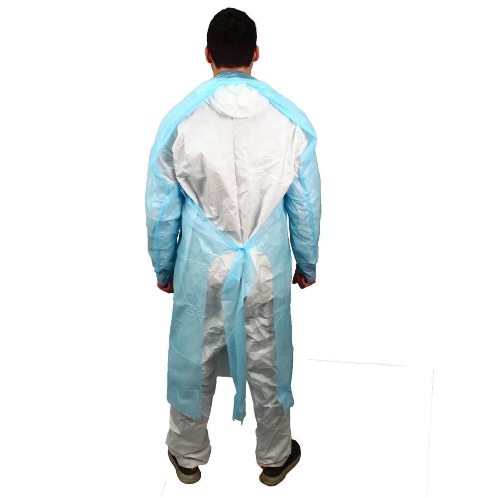 Blue Cast Polyethylene Open Back Gown with Thumbloops, 100/Case ...