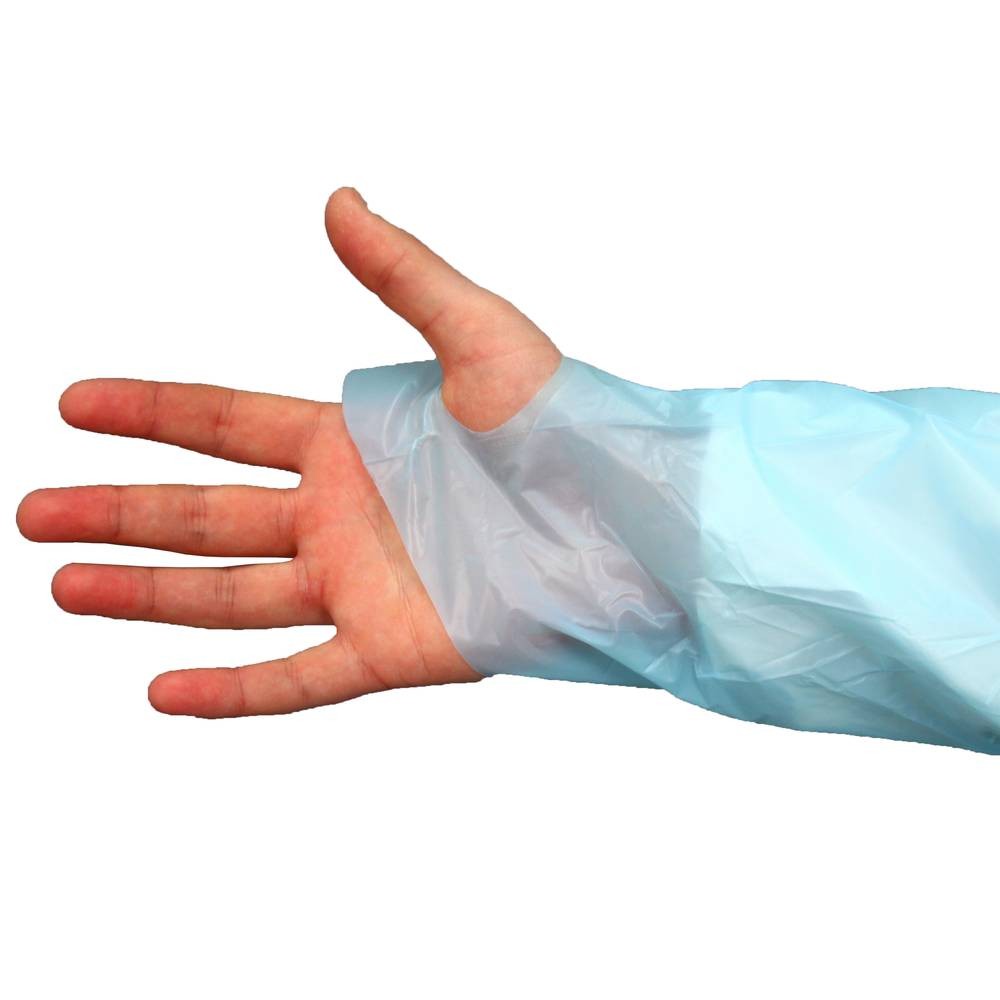 Blue Cast Polyethylene Open Back Gown with Thumbloops, 100/Case ...