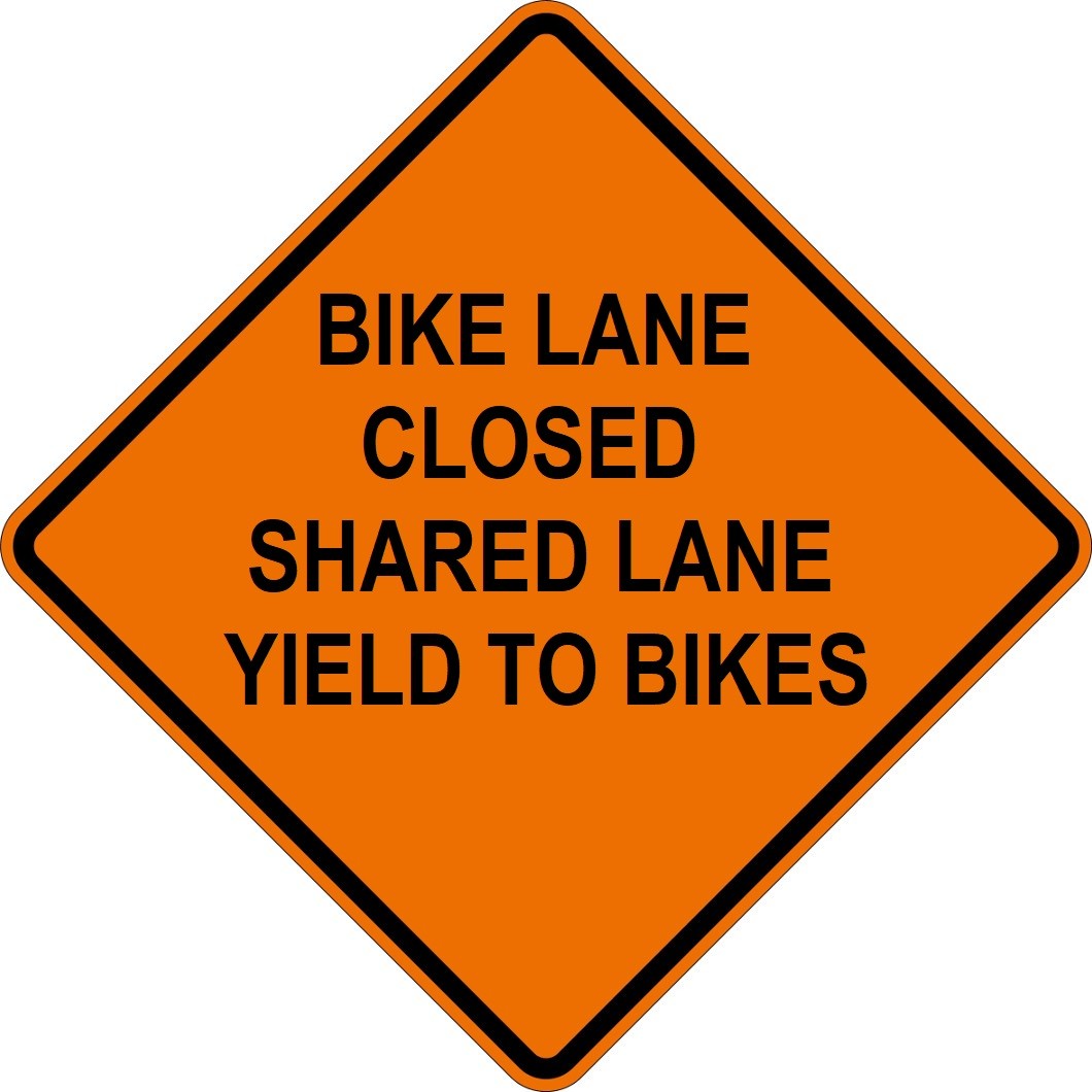 Dicke RUR48-200 Roll Up Traffic Sign, Bike Lane Closed Shared Lane