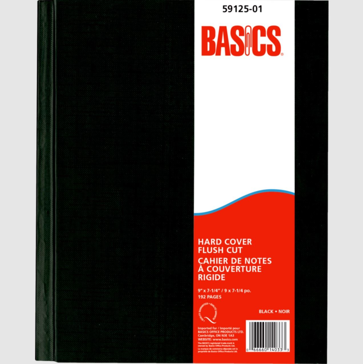 Basics® Hard Cover Flush-Cut Notebook 9" x 7-1/4" 192 pages Black - 192 ...