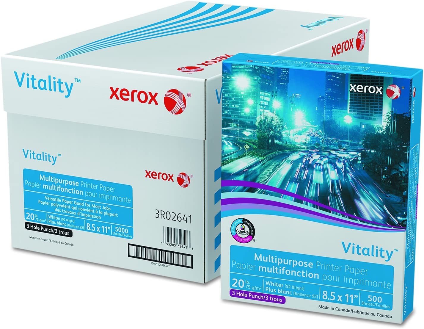 Xerox 3R02641 Vitality Multipurpose 3-Hole Punched Paper, 8 1/2 x 11 ...
