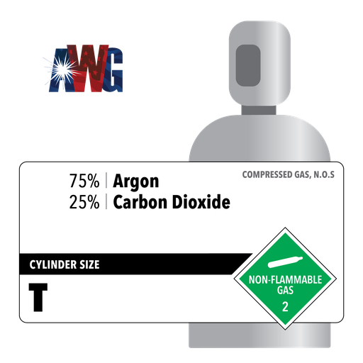Mixed Argon Gas, 75% Argon, 25% Carbon Dioxide, High Pressure Steel T ...