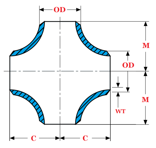 10" S40 (.365) A234 WPB BW CROSS DOM - Hayward Pipe & Supply Co, Inc