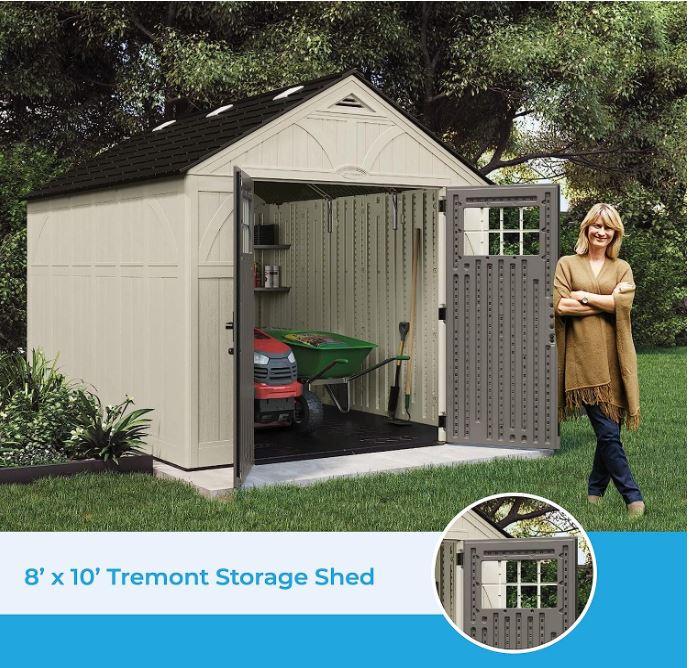Suncast BMS8100 Tremont Storage Shed, Resin, 8 ft x 10 ft x 9 ft ...