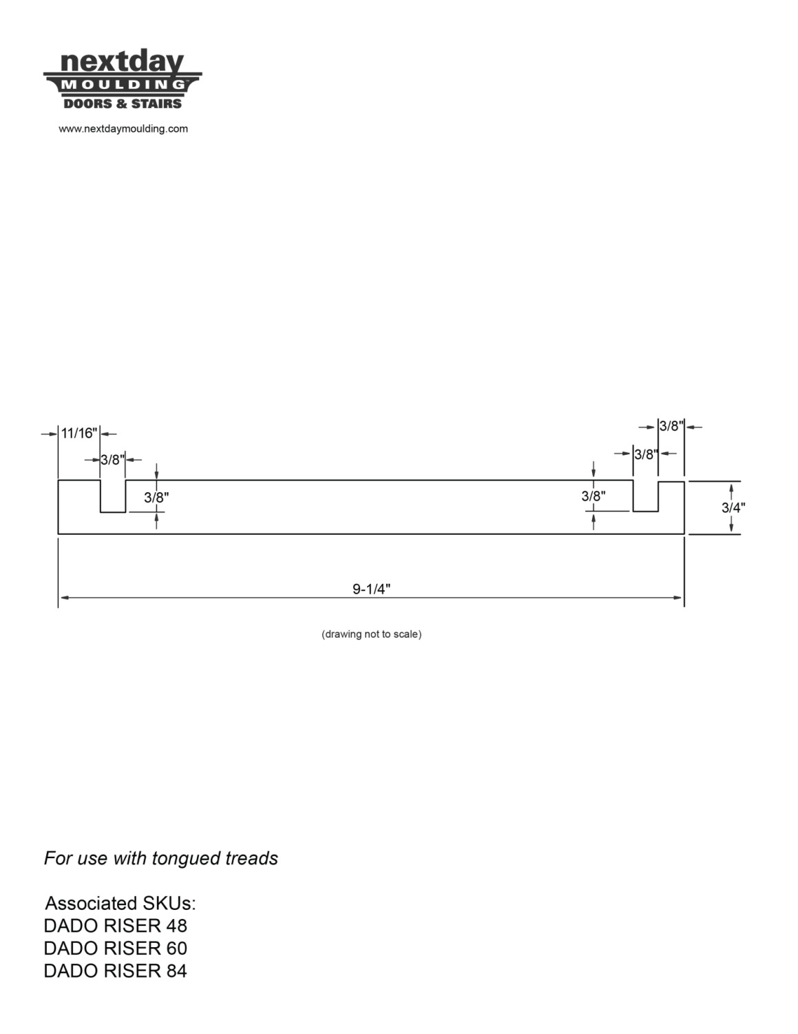 3/4 X 9 1/4 x 48 SOLID PRIMED POPLAR RISER for 3/4 & 5/4 TREADS - Next ...