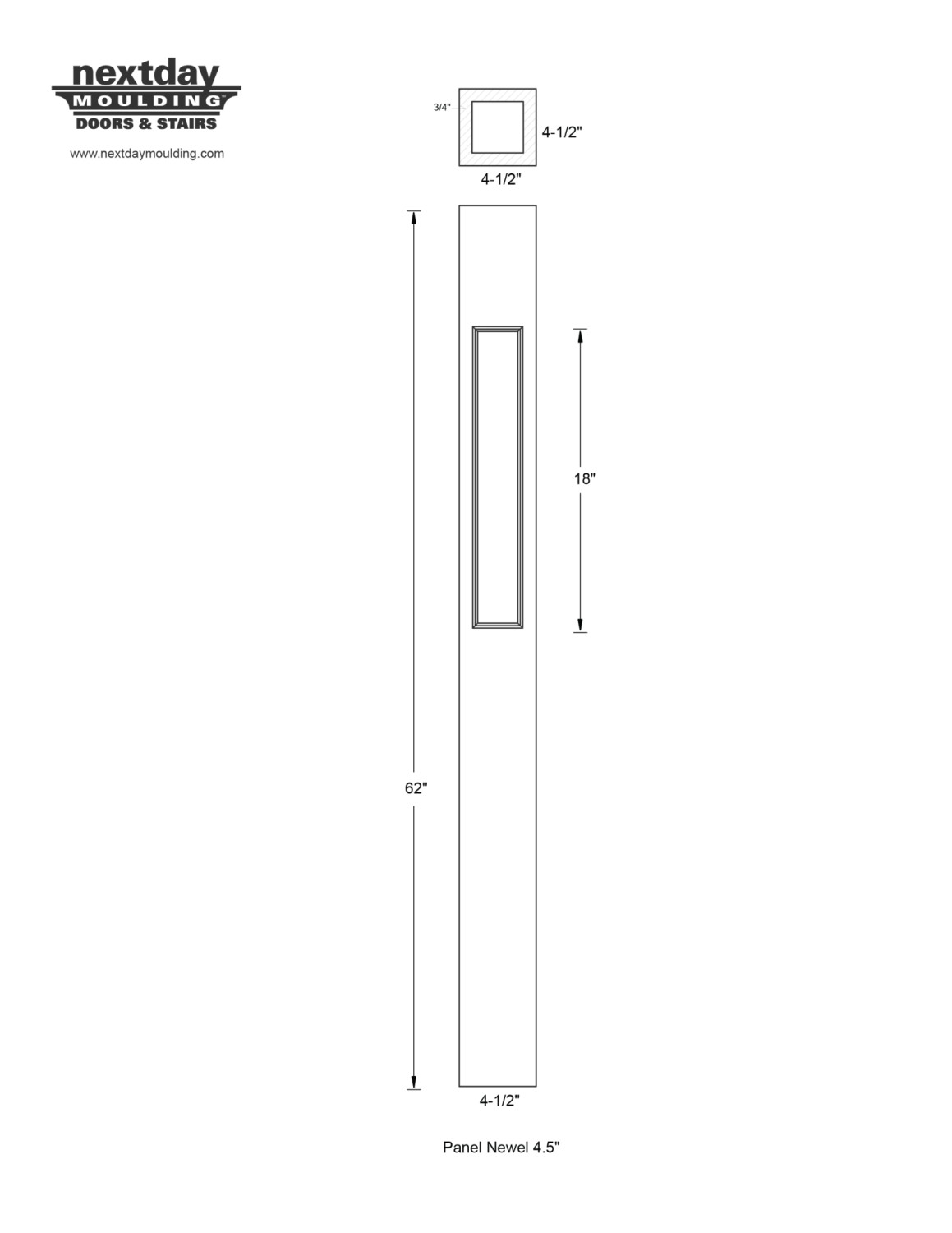 C-4078-FP PRIMED NEWEL POST W/RECESSED FLAT PANEL, POST ONLY - Next Day ...
