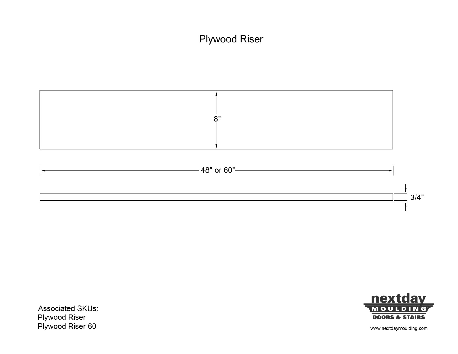3/4 X 8 X 60 PLYWOOD RISER - Next Day Moulding Doors & Stairs
