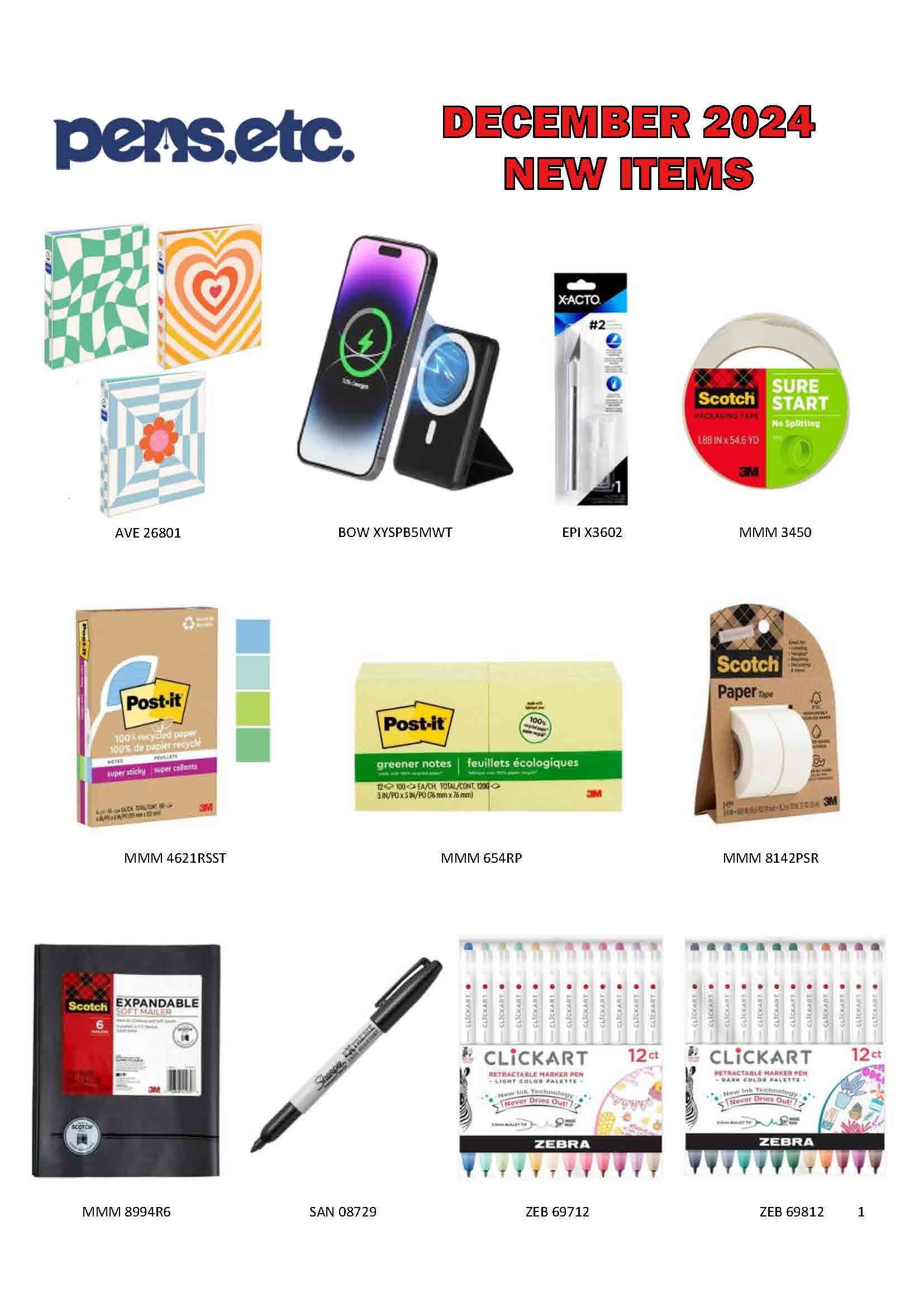 New Items - Pens, Etc.