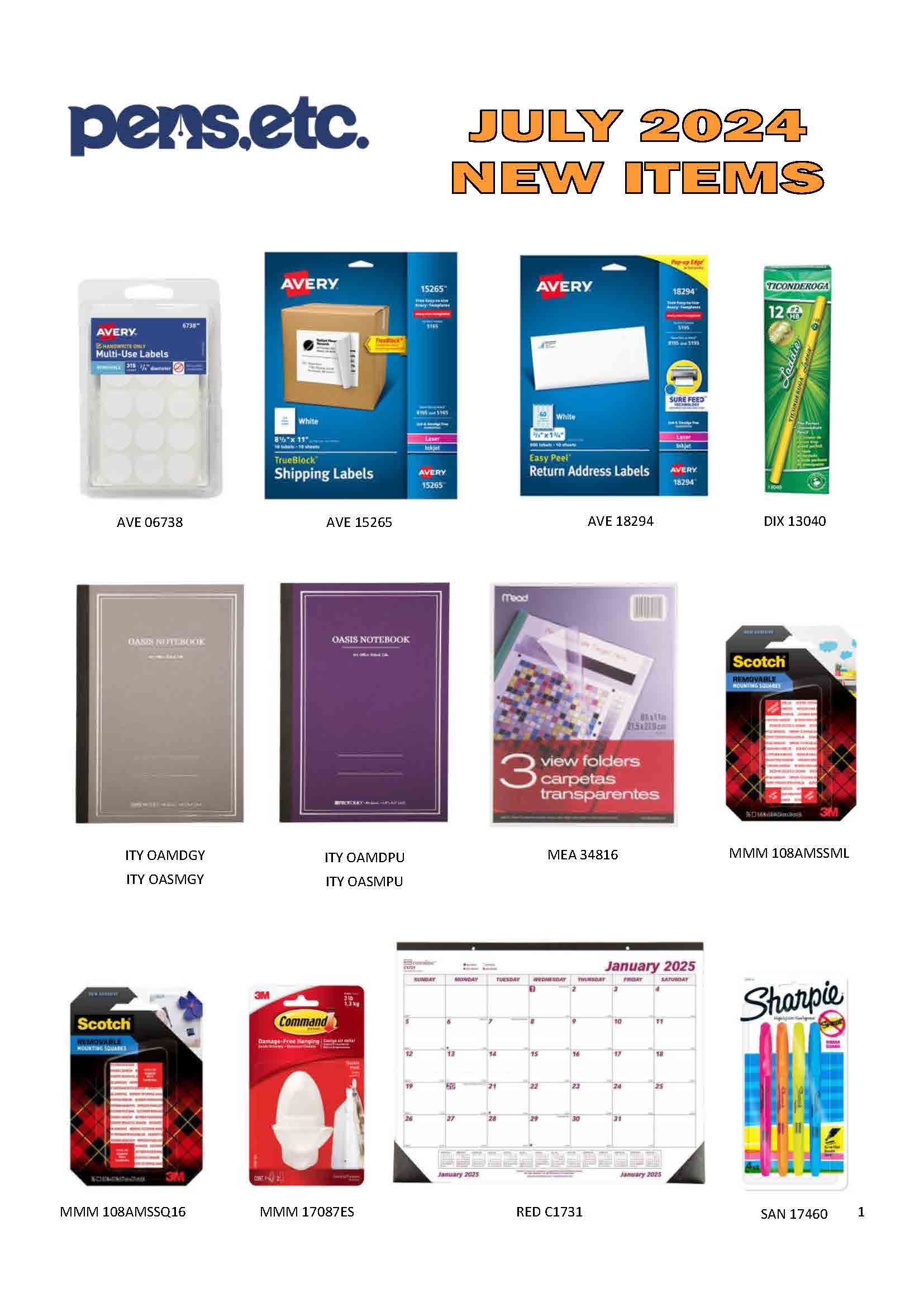 New Items - Pens, Etc.
