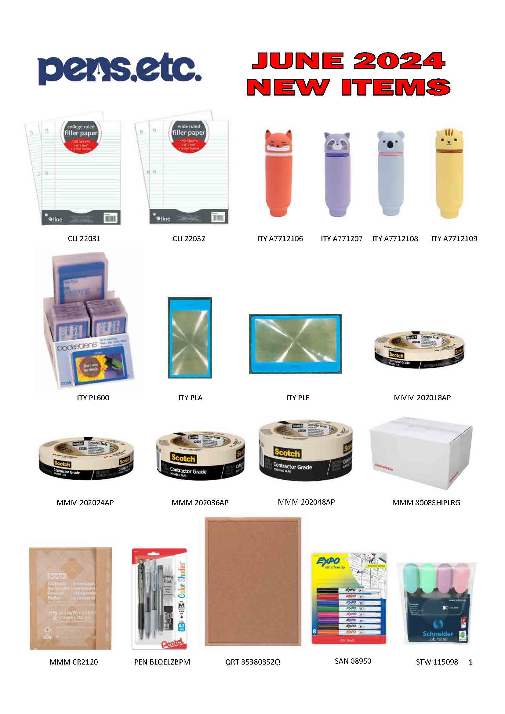 New Items - Pens, Etc.
