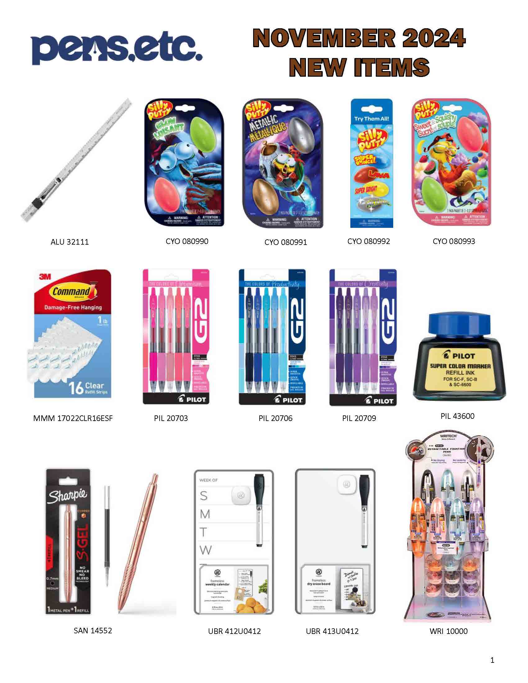 New Items - Pens, Etc.