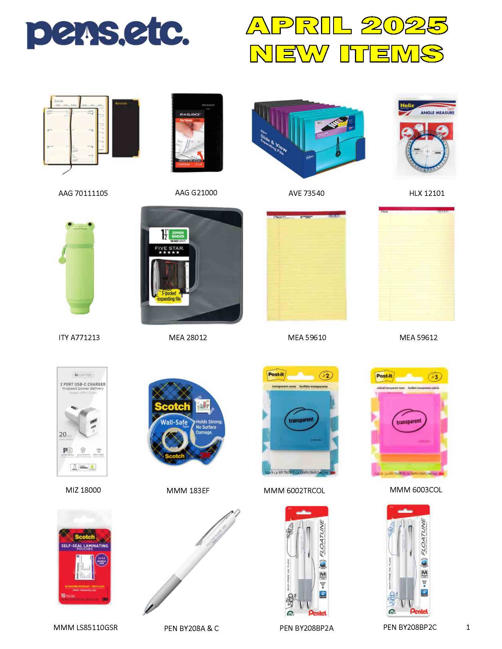 New Items - Pens, Etc.