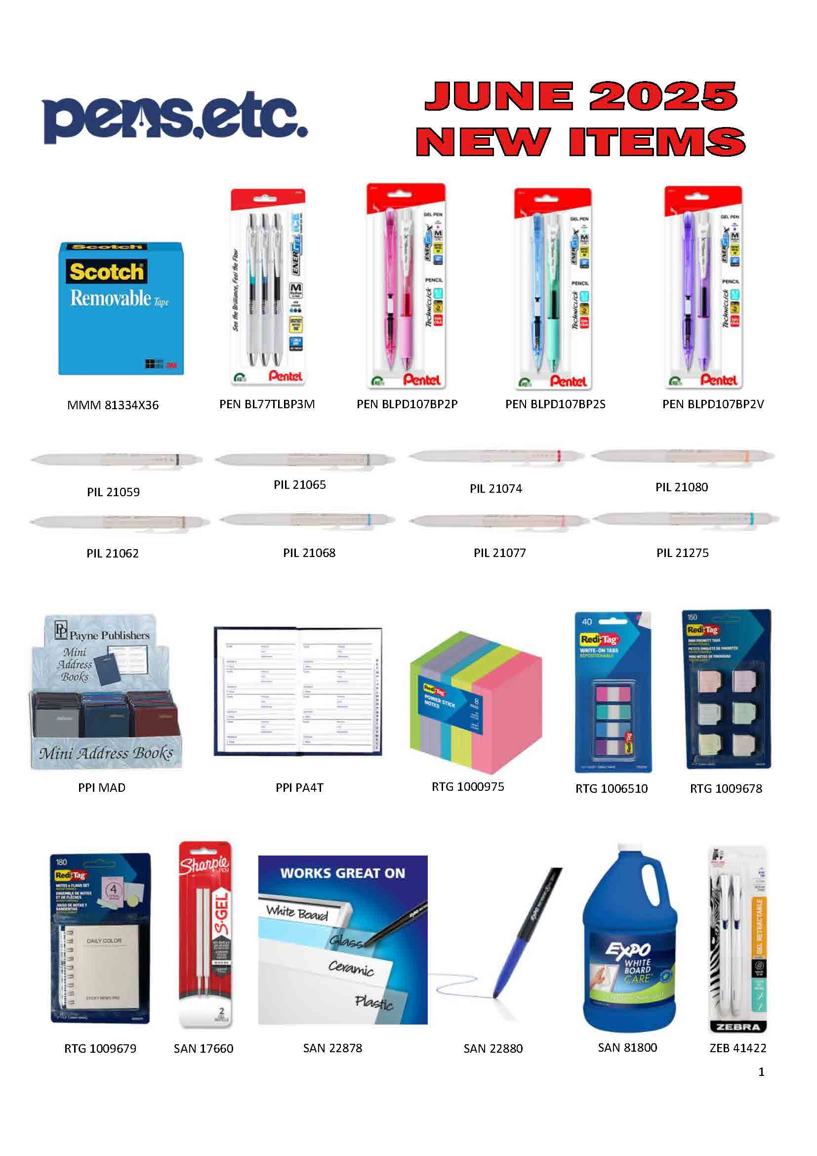 New Items - Pens, Etc.