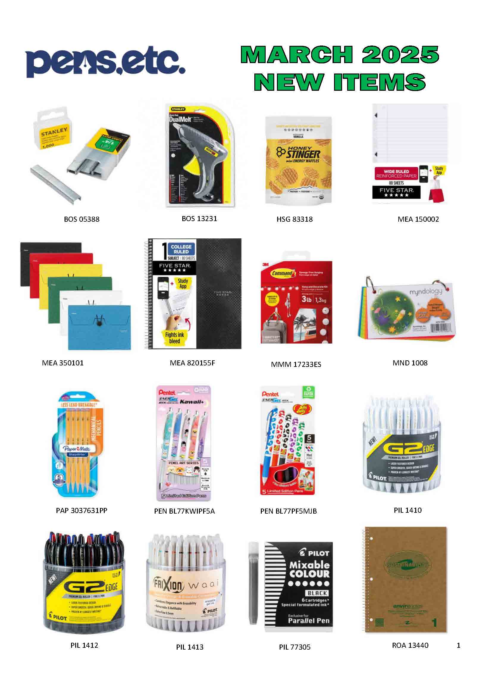 New Items - Pens, Etc.