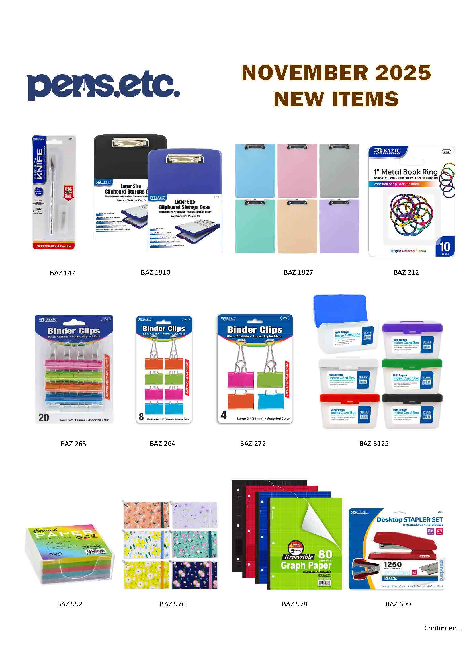 New Items - Pens, Etc.