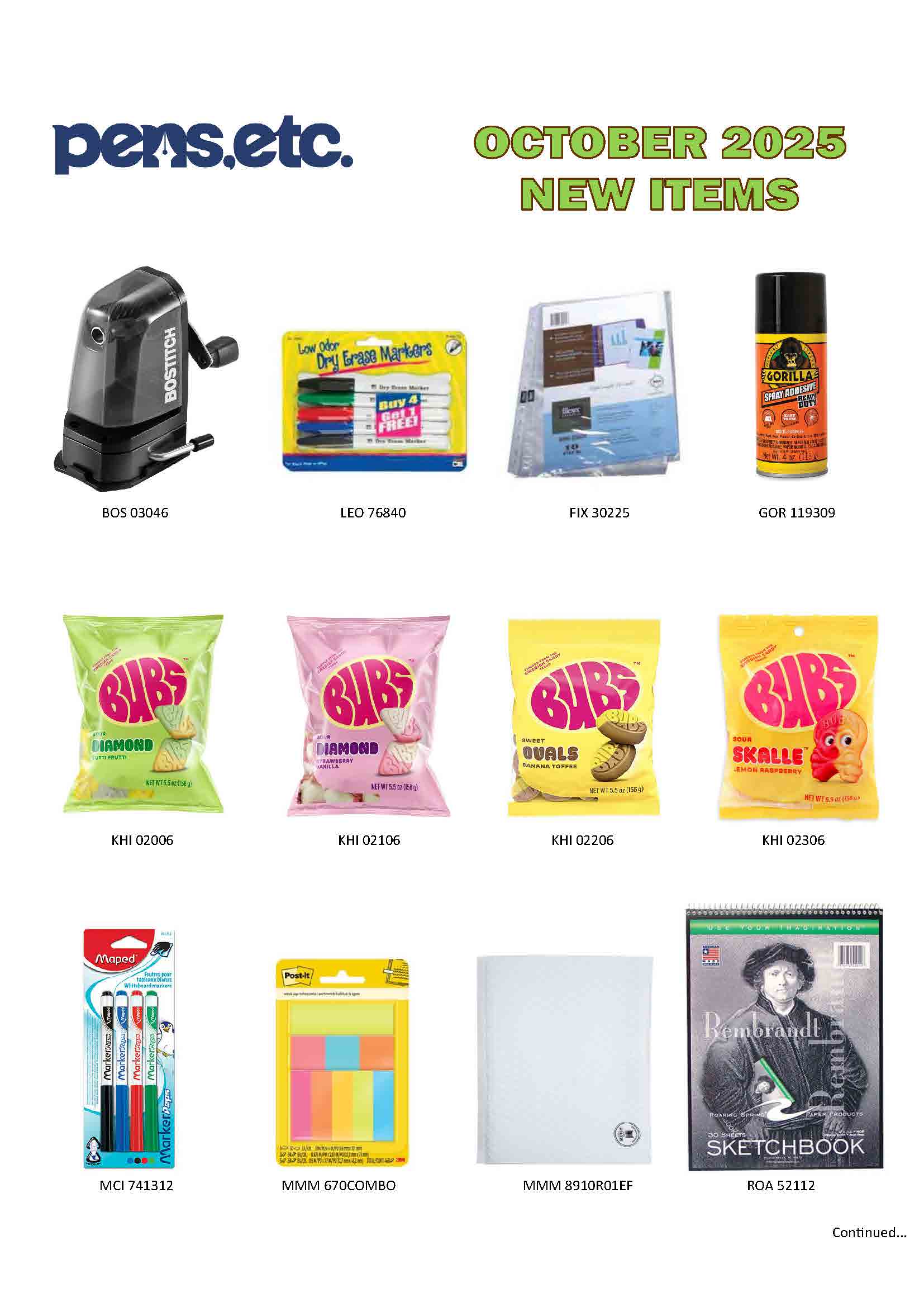 New Items - Pens, Etc.