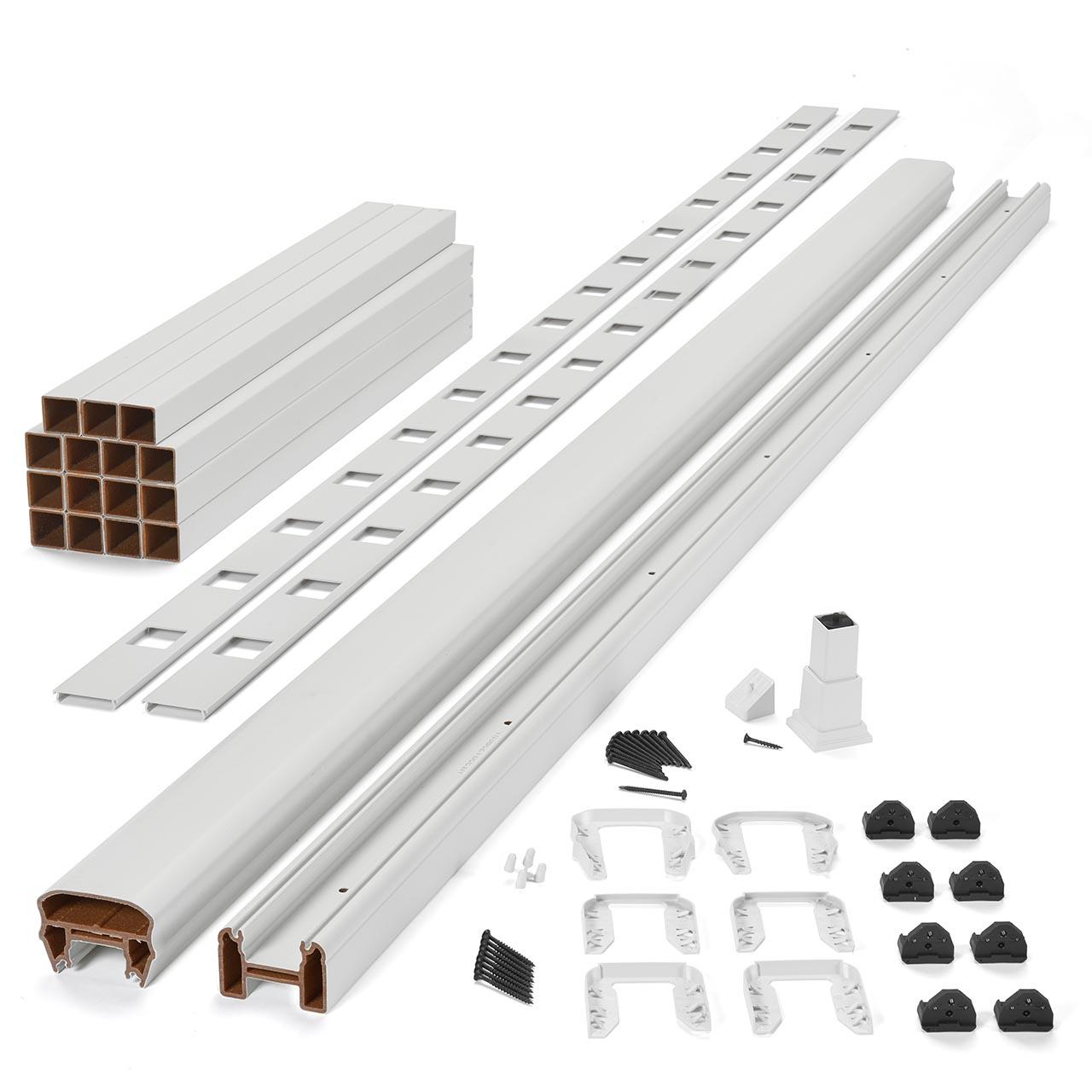 Transcend 6'x 36" Rail Kit WHITE Horizontal w/ White Square Balusters ...
