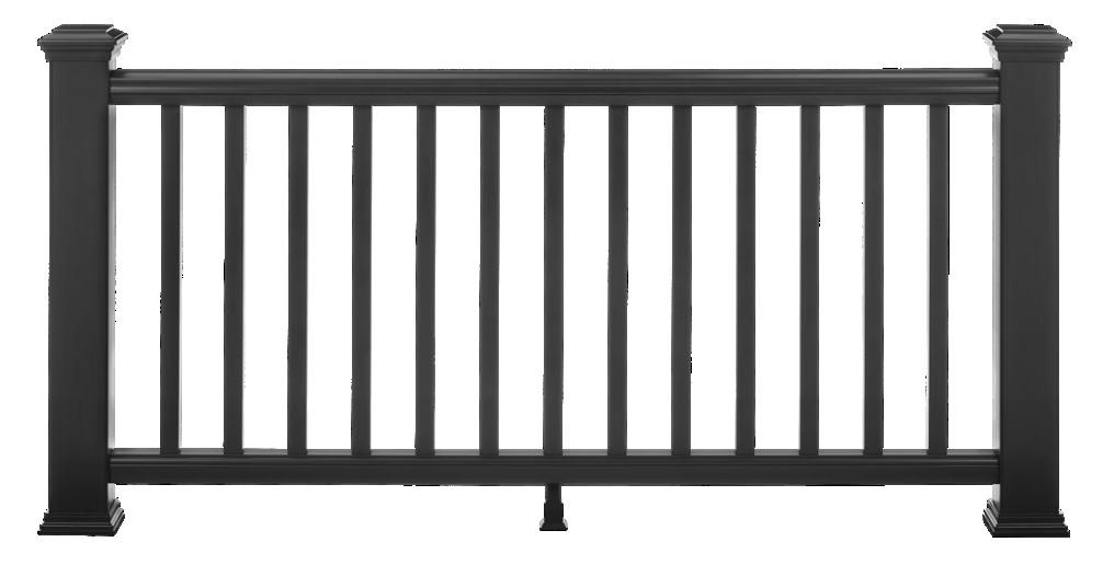 Transcend 36"x6' BLACK Rail Kit Horizontal w/ Black Square Balusters ...