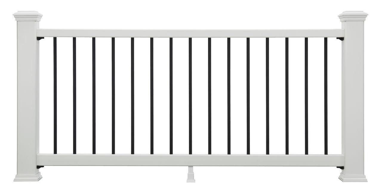 Transcend 36"x6' White Horizontal Rail Kit w/ Black Round Balusters ...