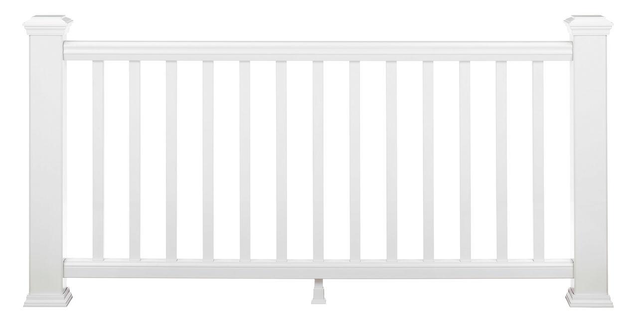 Transcend 6'x 36" Rail Kit WHITE Horizontal w/ White Square Balusters ...