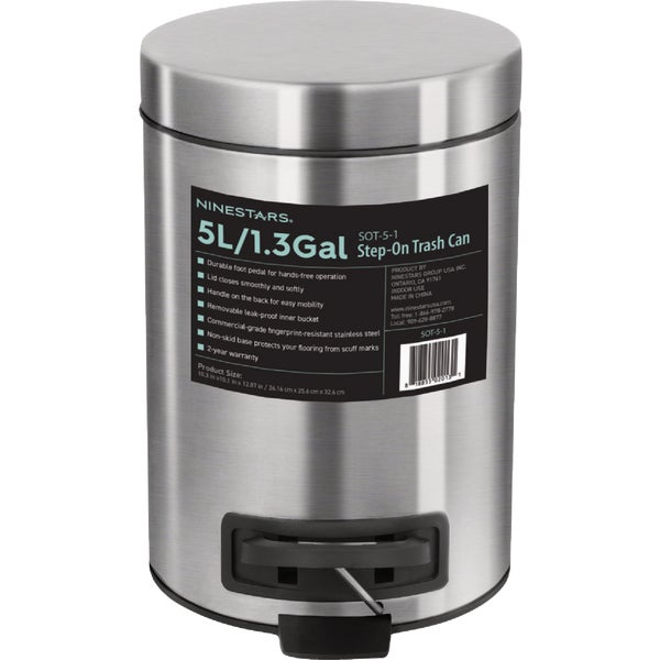 Trash Can 1.3G W/Foot Pedal