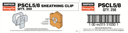 Simpson Strong-Tie PSCL Series PSCL 5/8 Panel Sheathing Clip, 20 ga ...