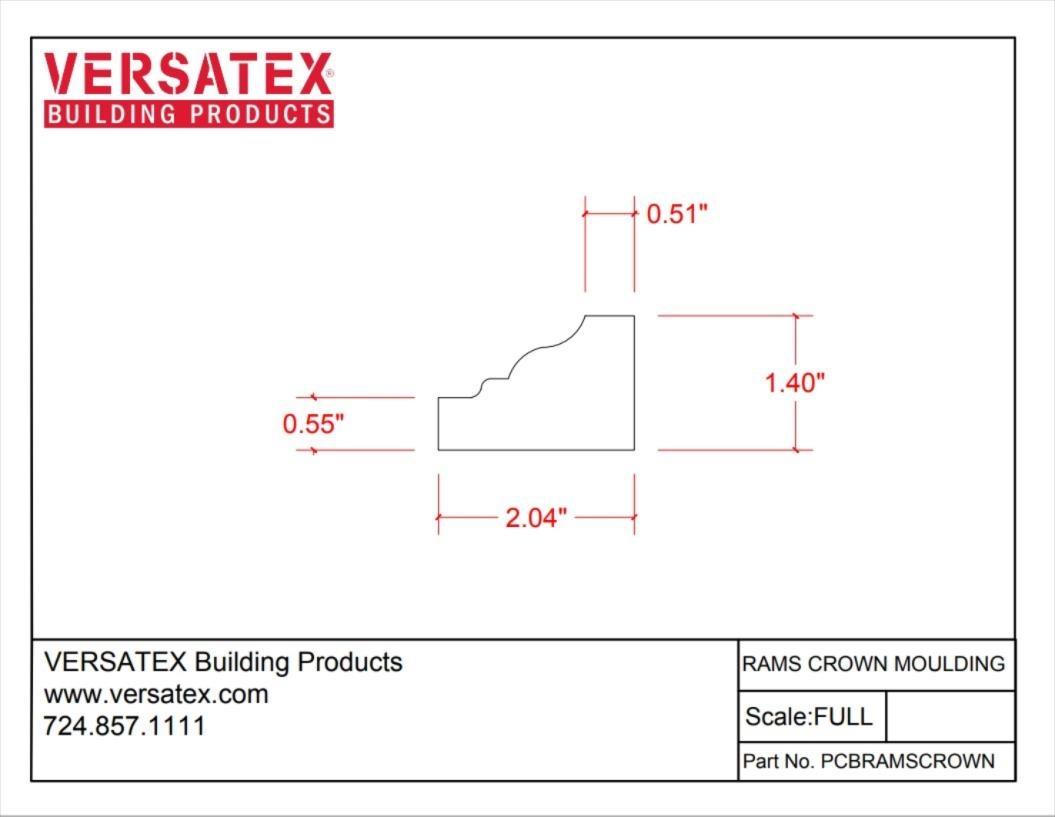 PVC VERSATEX RAM Crown Moulding 1-13/32"X2-1/16" - MLDG16